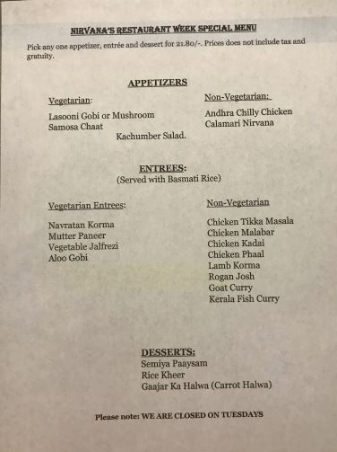 Nirvana’s Menu - Guilderland Chamber of Commerce