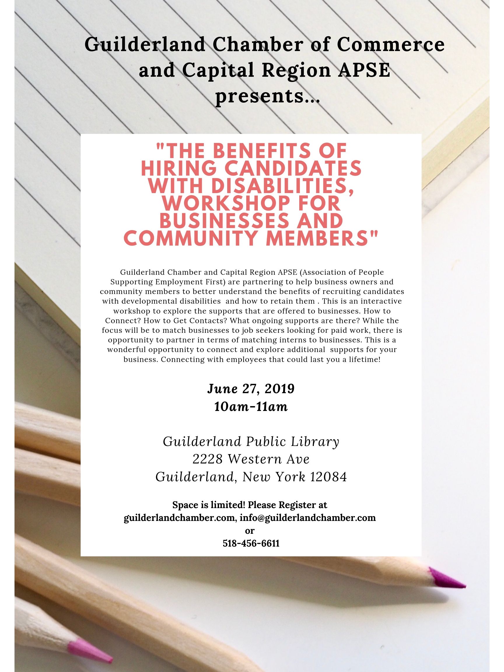 Guilderland Chamber of Commerce and Capital Region APSE presents ...